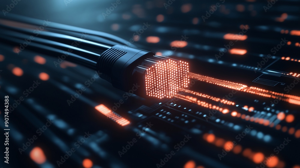 Fiber Optic Cable: The Future of Connectivity: A close-up shot of a ...
