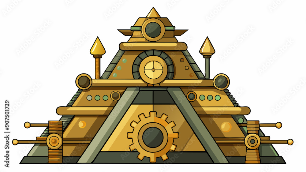 Steampunk Mechanical pyramid vector art illustration Stock Vector ...