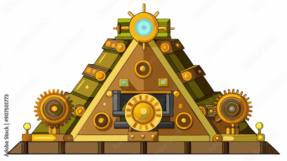 Steampunk Mechanical pyramid vector art illustration Stock Vector ...