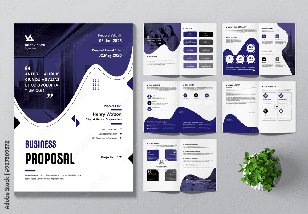Business Proposal Layout With Blue Accents Stock Template | Adobe Stock