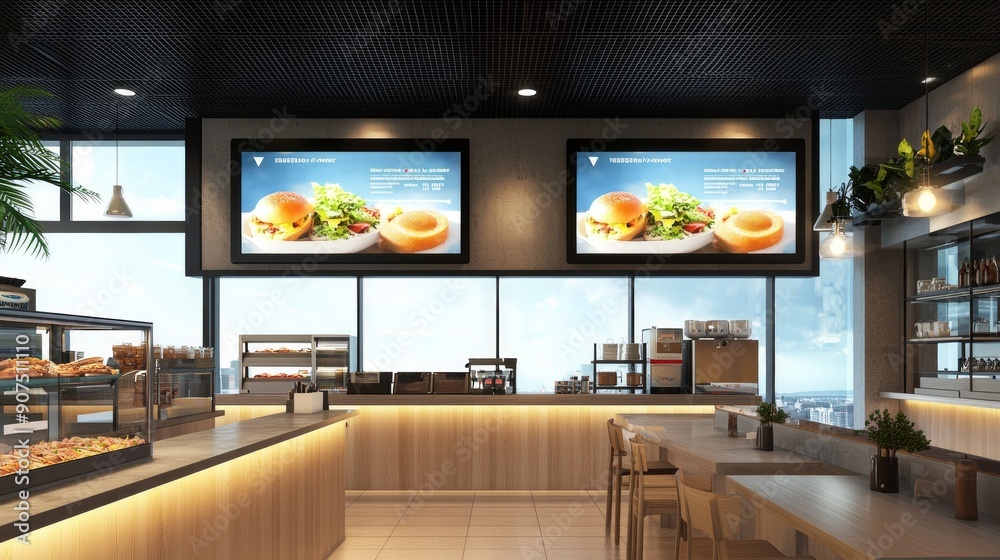 Blank mock up for menu board display screen, for restaurant cafe food ...