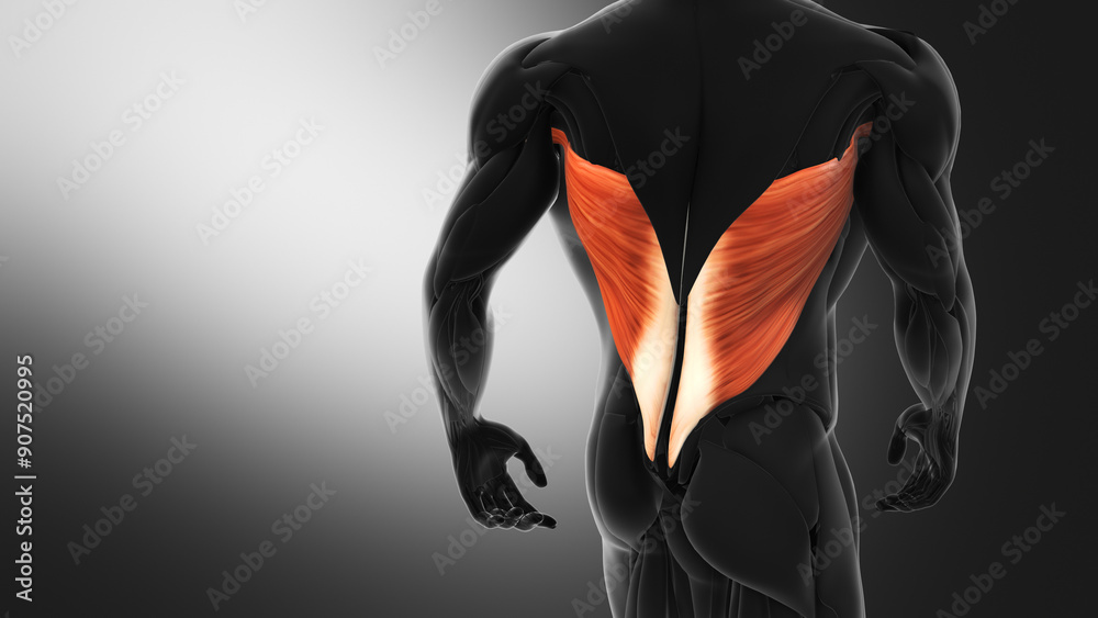 Anatomy of the Latissimus Dorsi Muscles Stock Illustration | Adobe Stock