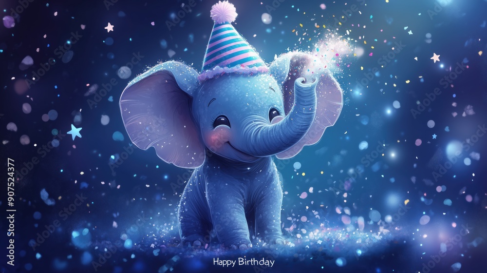Celebration with a Smiling Baby Elephant: Adorable pachyderm wearing a ...