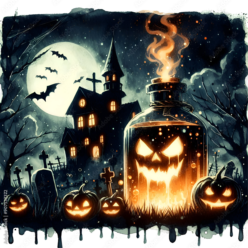 Watercolor Halloween Potions Clipart, Potion Graphics, Potion Bottle ...