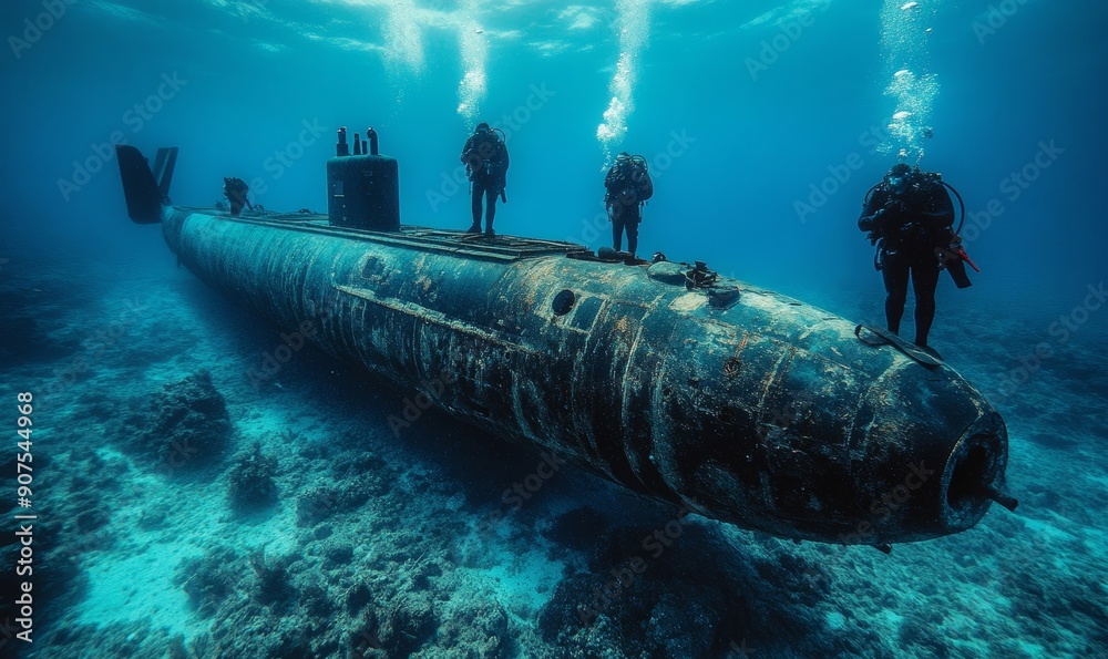 Military submarine diving underwater, Generative AI Stock Photo | Adobe ...