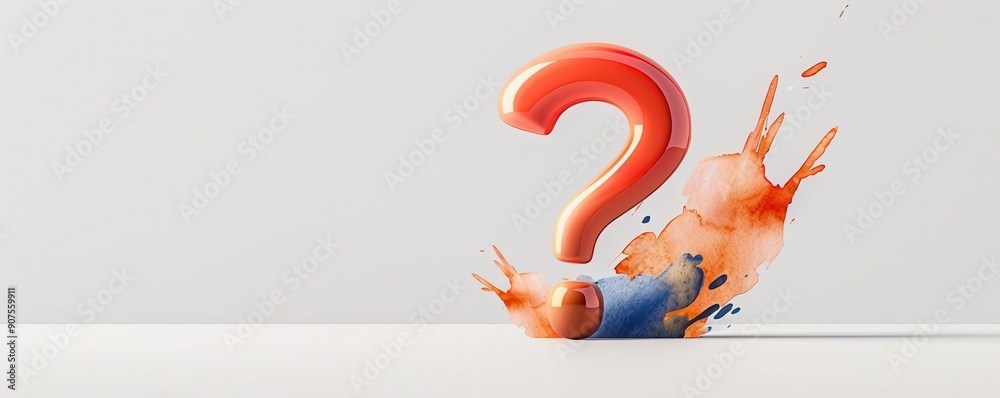 Minimalist question mark with clean lines and a single color gradient ...