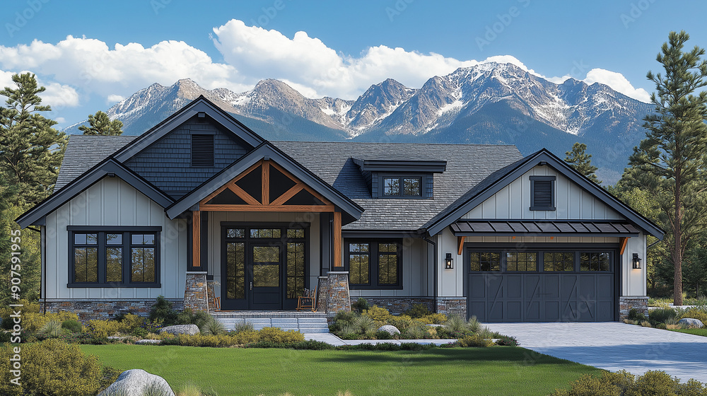 minimalist modern farmhouse style home with a large front porch and ...