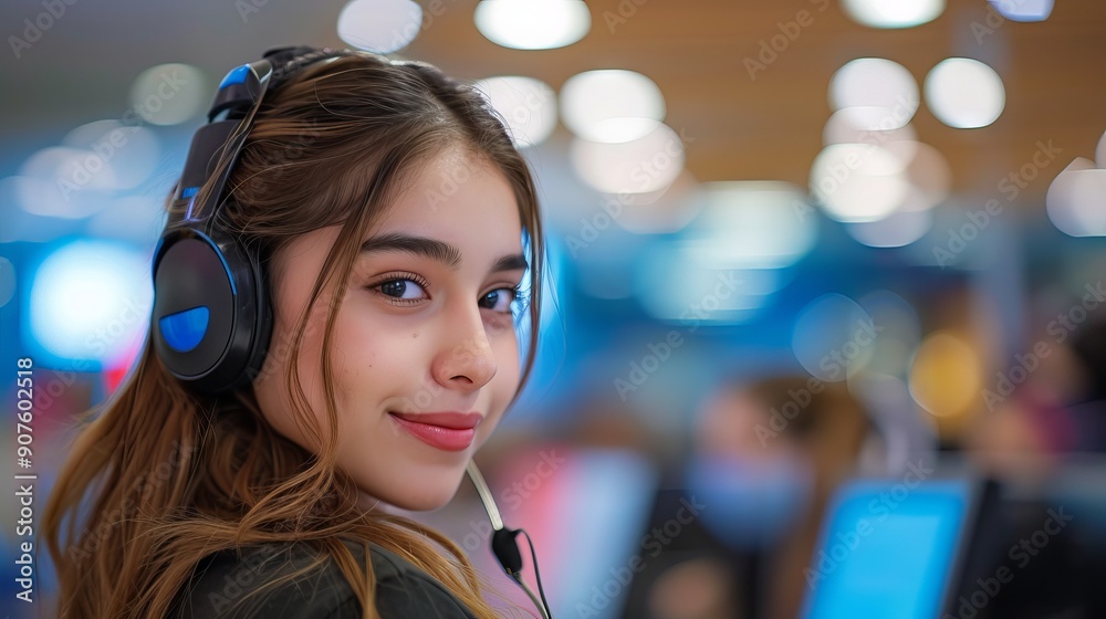 Smiling young Latin woman providing professional customer service ...