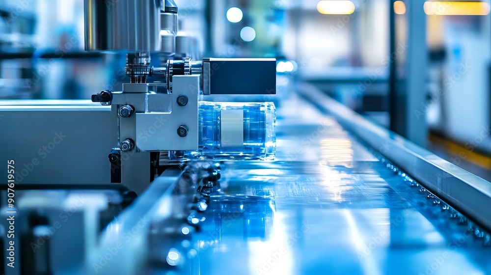 Automatic industrial machine for plastic packaging featuring a light ...