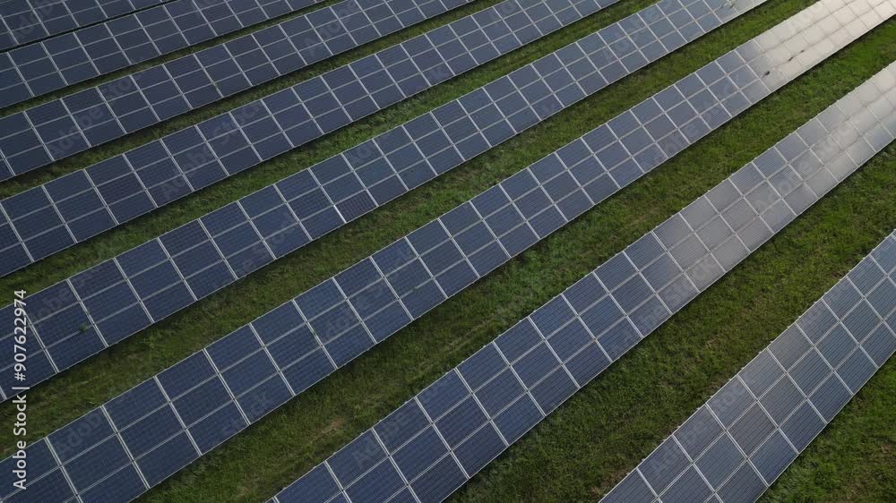photovoltaic power plant in a rapeseed field. chemical technology crops ...