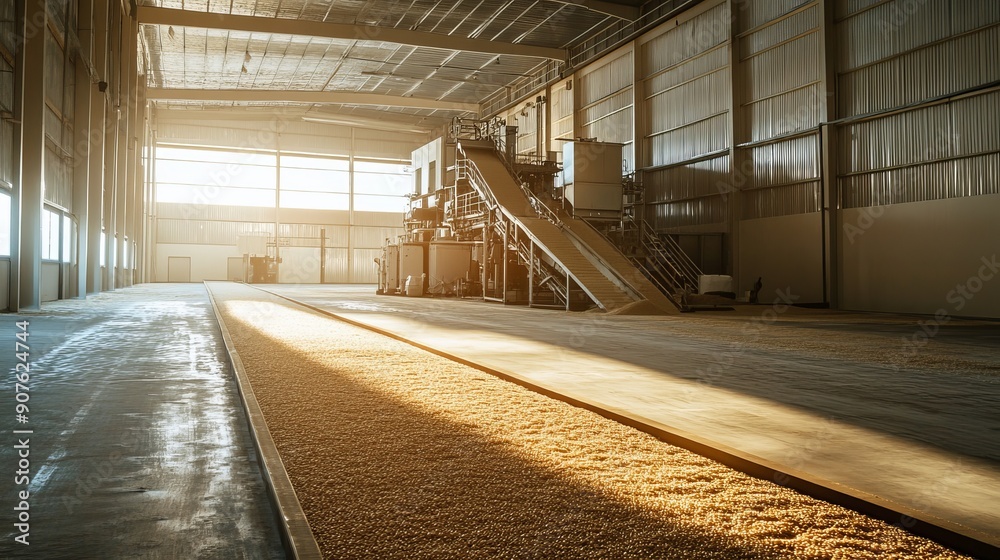 Interior of a rice milling factory showcasing a paddy drying machine ...