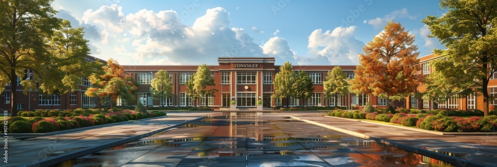 American School Building Exterior Concept: A Modern Architectural ...