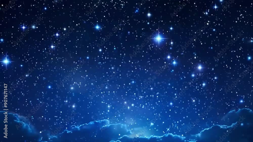 Night starry skies with twinkling stars motion background , Looping seamless space backdrop with ...