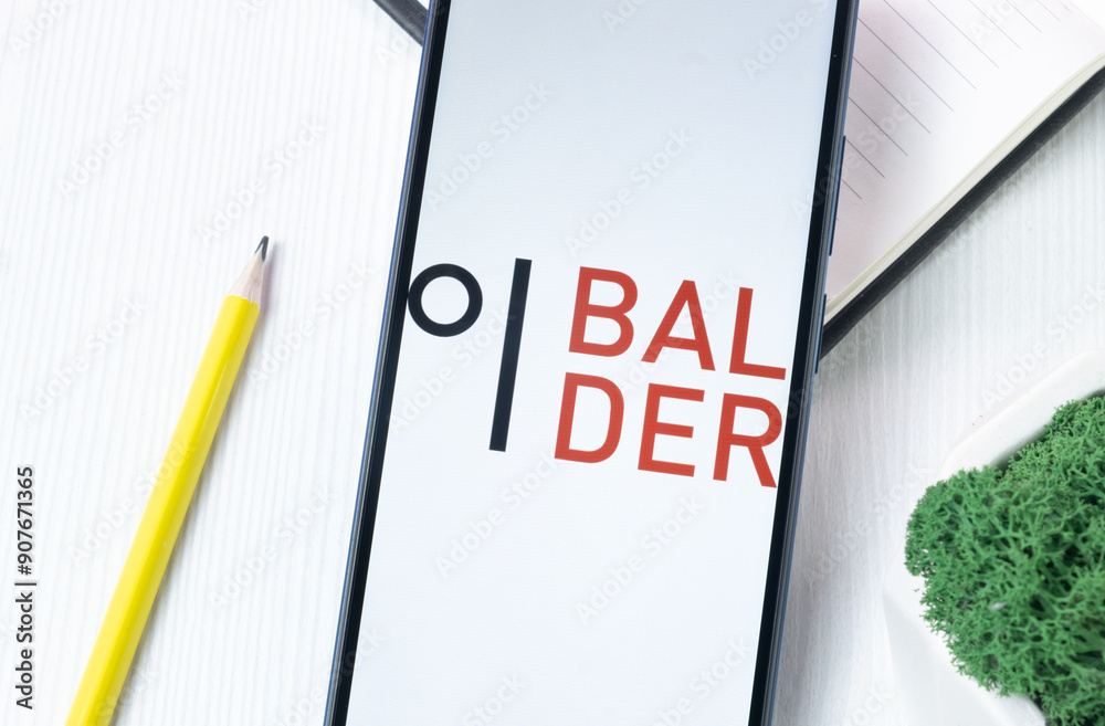 New York, USA - 1 August 2024: Fastighets AB Balder Logo on Phone ...