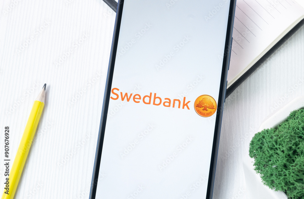 New York, USA - 1 August 2024: Swedbank Logo on Phone Screen, Company ...