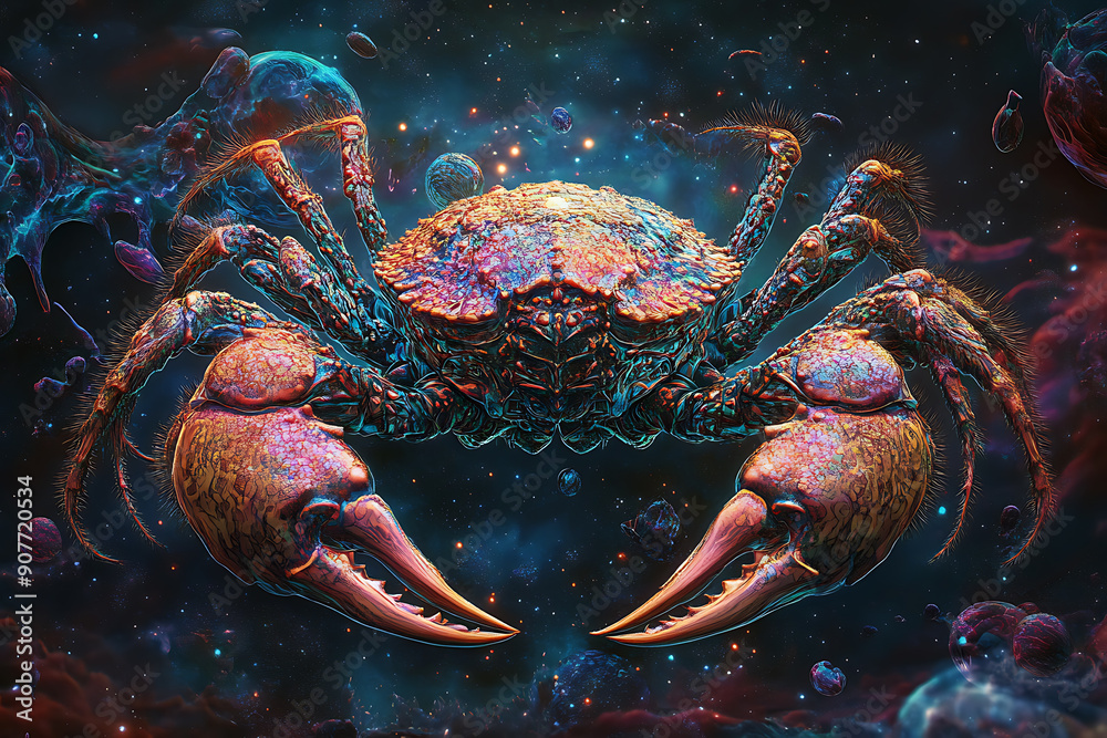 Cancer zodiac sign with intricate details and vibrant colors ...
