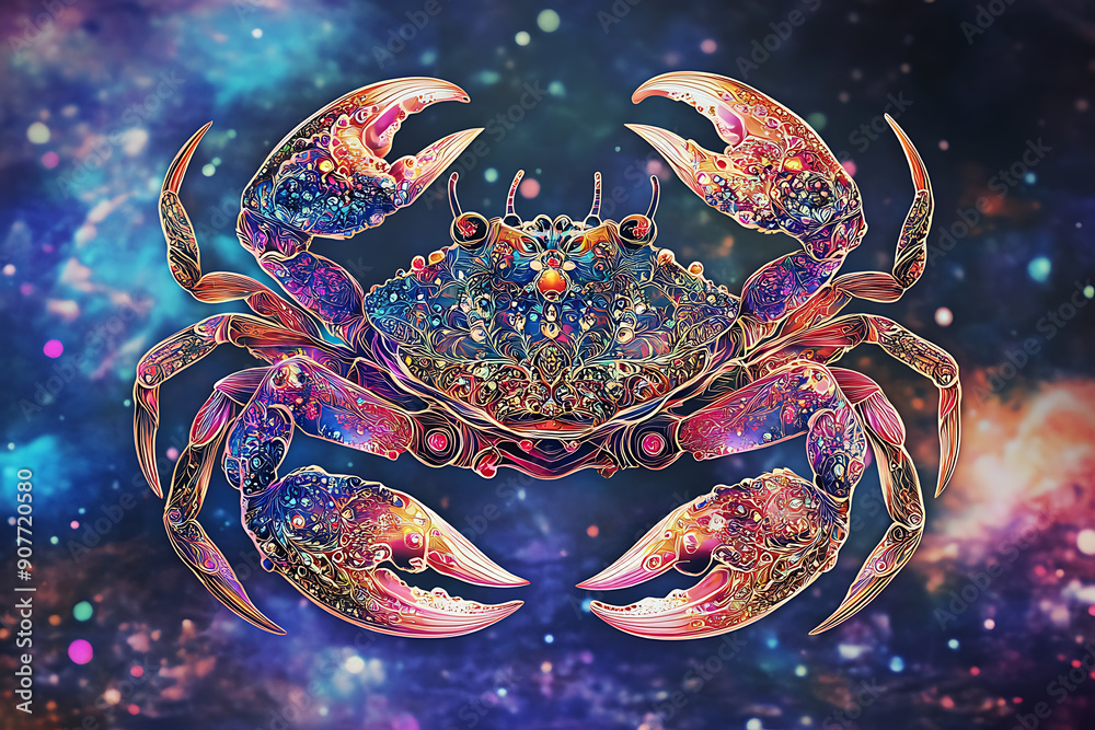 Cancer zodiac sign with intricate details and vibrant colors ...