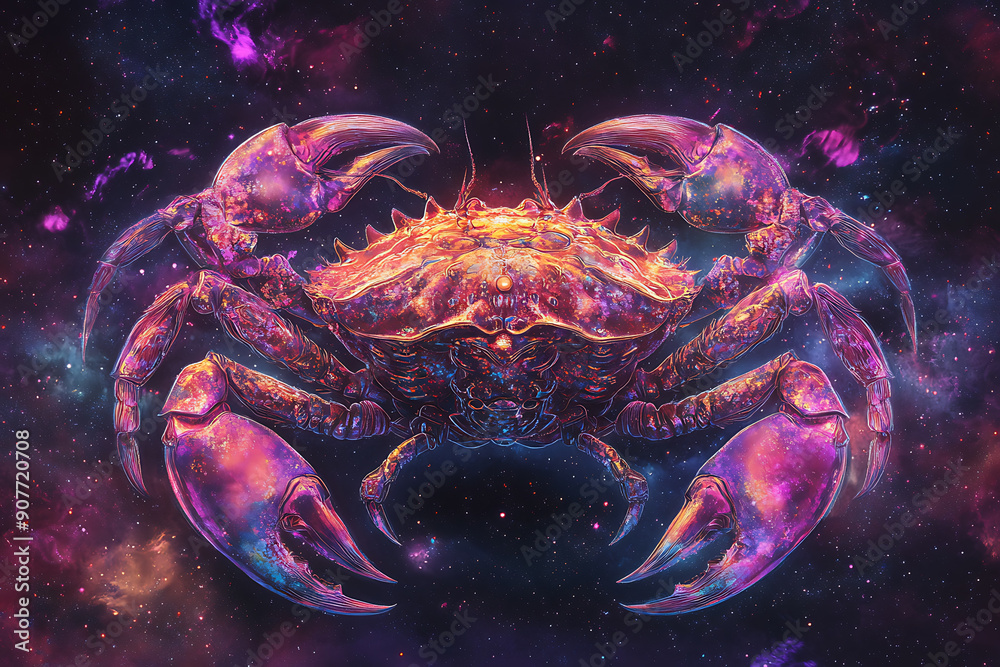 Cancer zodiac sign with intricate details and vibrant colors ...