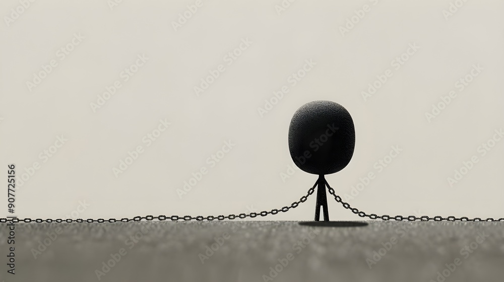Bound by Chains: A minimalist illustration of a solitary figure ...