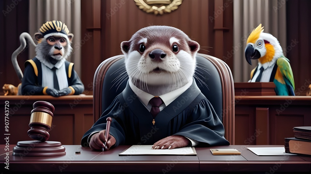 Otter Judge Holding Gavel. An adorable otter dressed as a judge ...