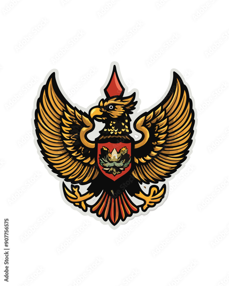 A detailed illustration of the Garuda Pancasila, the national emblem of ...