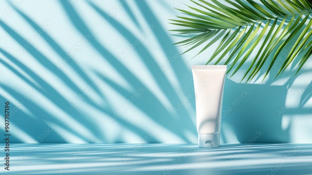 Selection of sunscreen in a jar and cosmetic tube with SPF cream on a ...