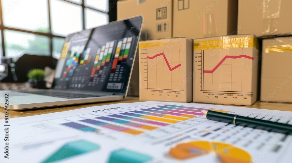 Freight rates comparison chart on a desk, showing cost analysis for ...