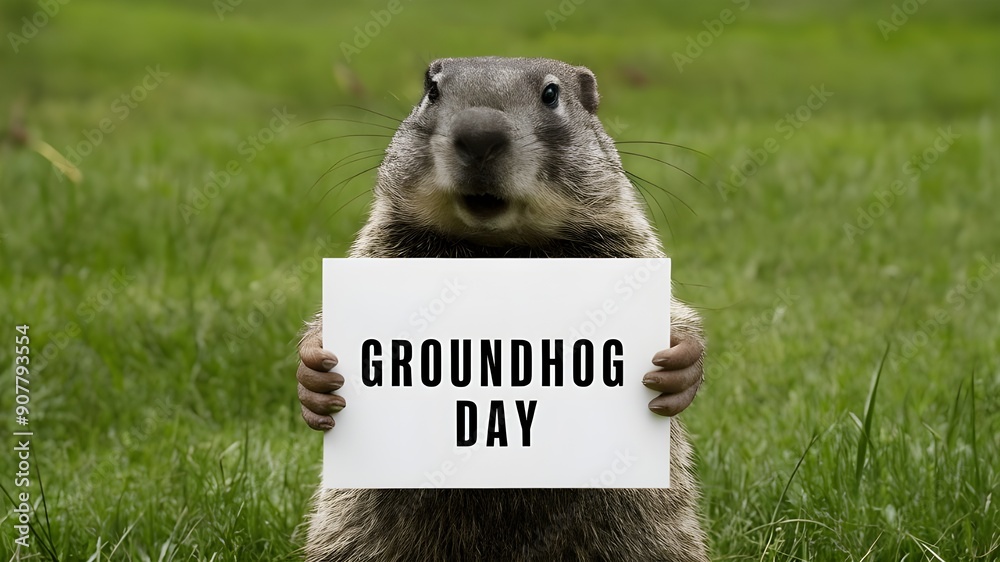 Groundhog Day Image: Groundhog Holding a White Card for Personalised ...