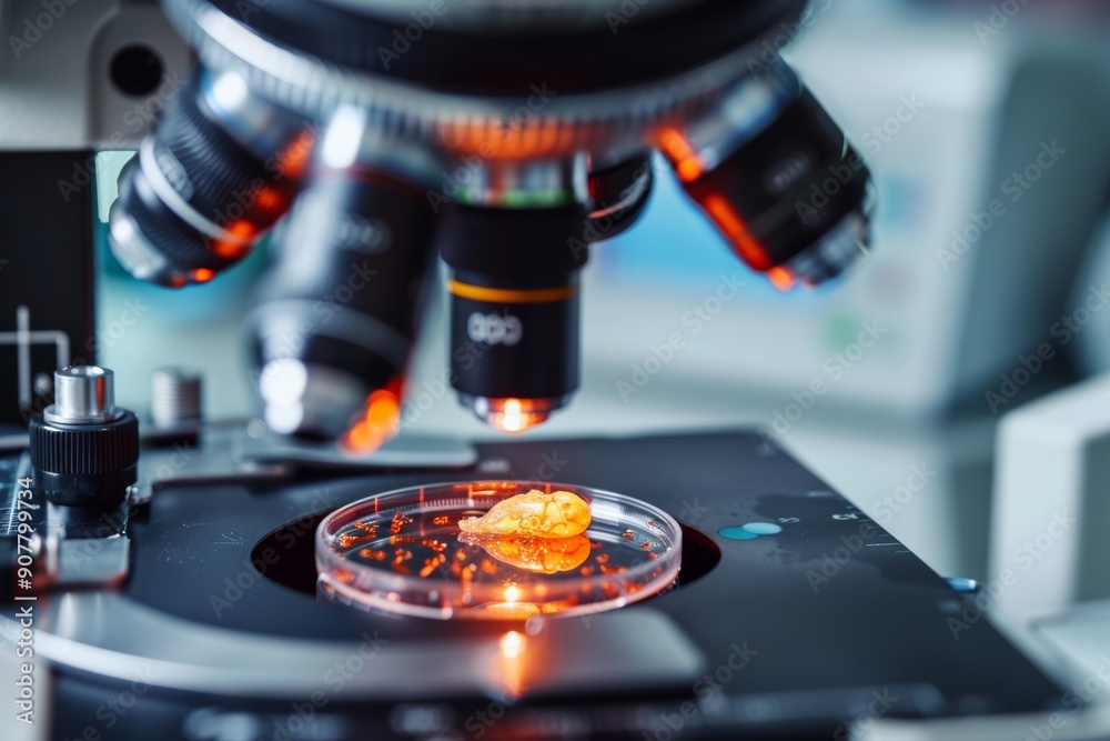 Microscope Observation of Human Embryo in Petri Dish - Bright ...