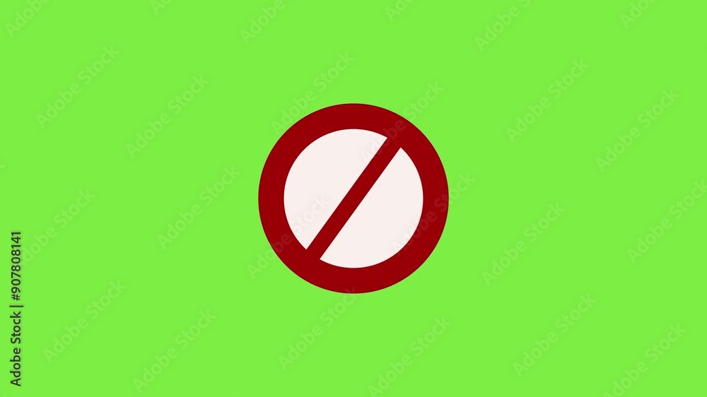 Cross stop icon animation. 4k video. warning or no entry forbidden ...