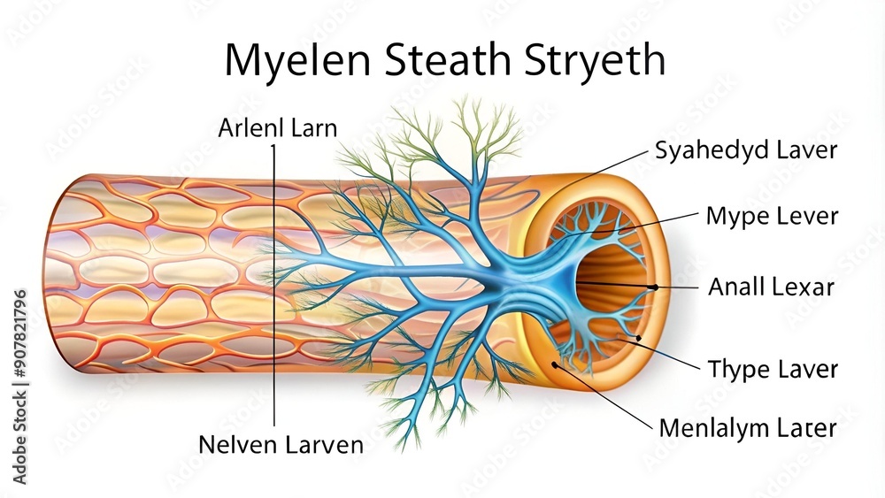Myelin sheath layer for axon nerve with detailed structure outline ... Myelin sheath layer for axon nerve with detailed structure outline ...