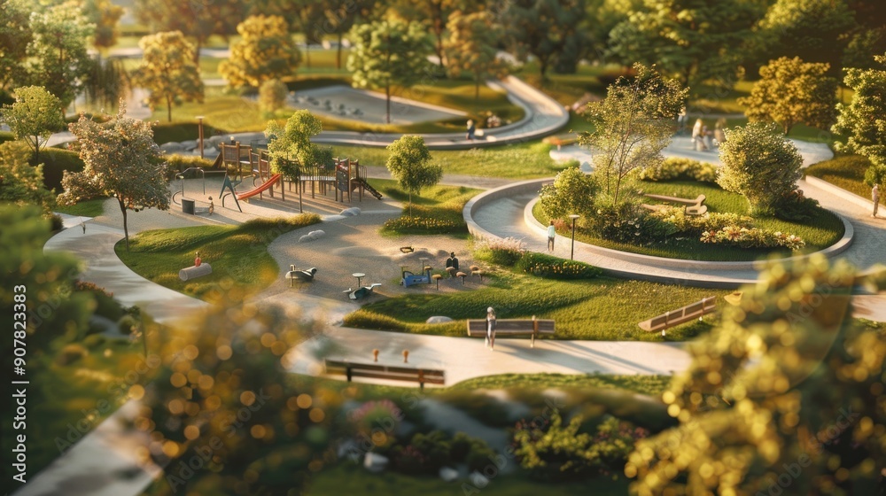 Generate a photo realistic image of a maquette showcasing a community ...