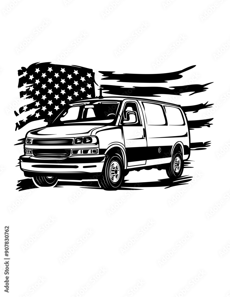 US Delivery Van | US Flag | Delivery Man | Logistics Truck | Skilled ...