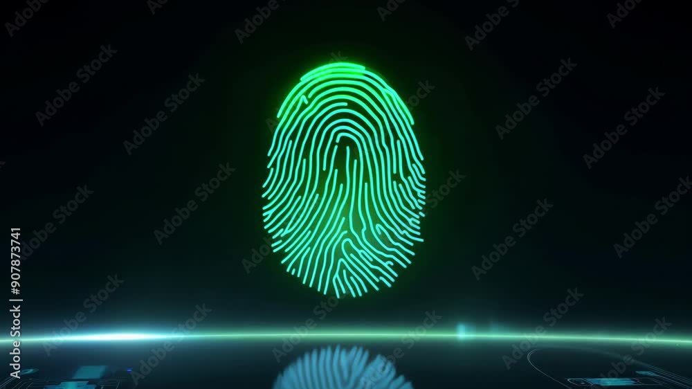 Fingerprint identification scan. Digital security safe data concept ...