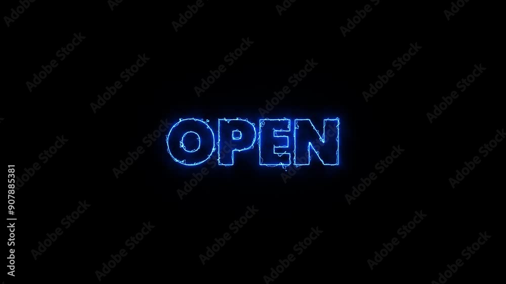 Neon open sign Animated Open neon glowing with reflection. Stock Video ...