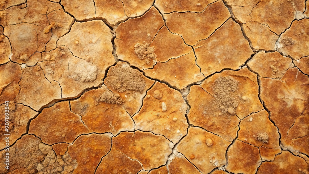 Dry, cracked earth surface with natural fissures, resembling brown ...