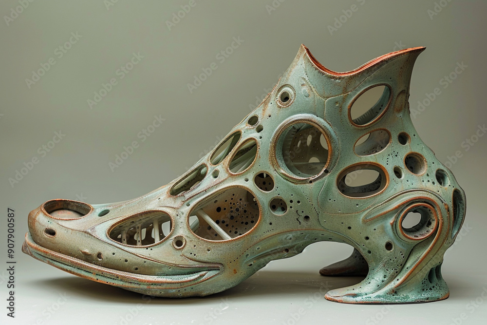 Modern futuristic design of avant-garde shoes as a concept idea for ...