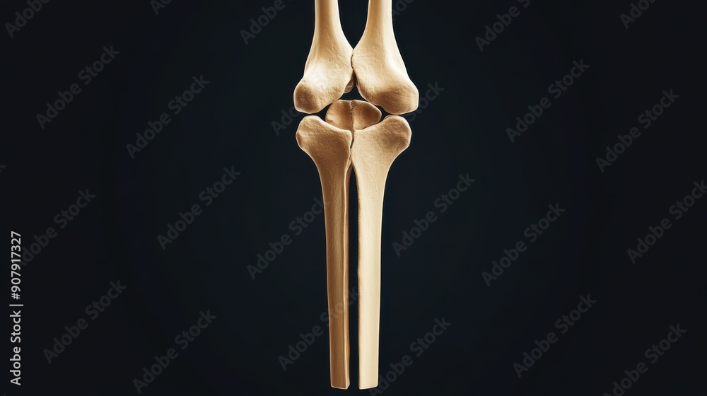 Detailed illustration of the knee joint anatomy showing the femur ...
