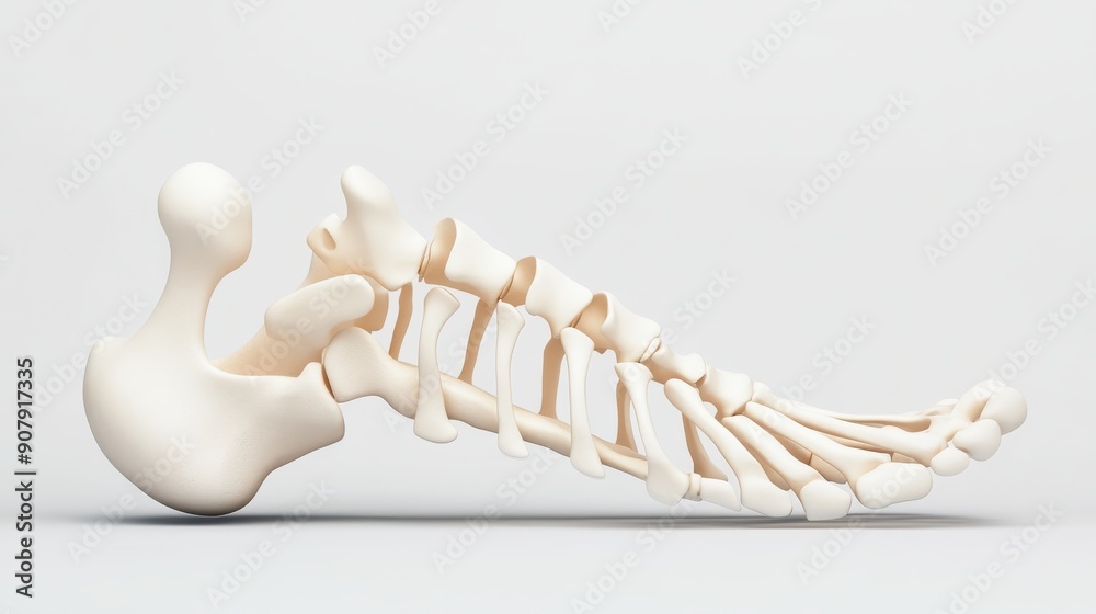 Lateral view of the human foot skeleton, clearly depicting the bone ...
