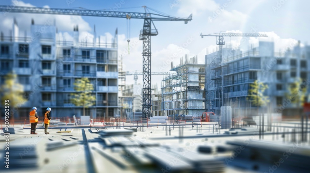 Generate a photo realistic image of a construction project team ...