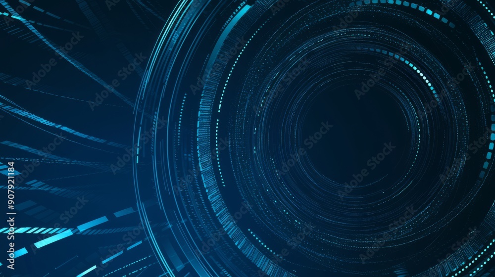 Blue background with concentric circles for design. Banner template ...