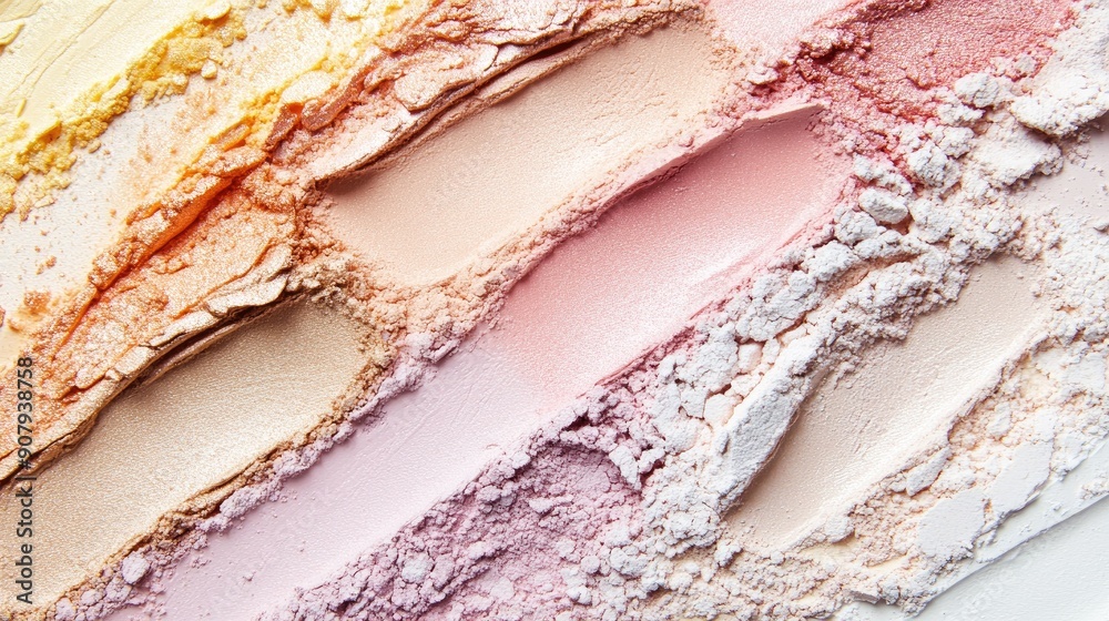 Stylish abstract texture with natural compact powder swatches and loose ...