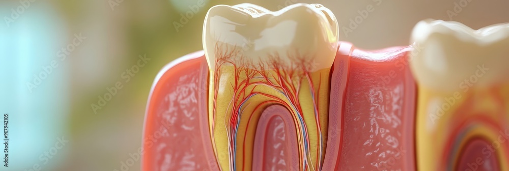 This image showcases the intricate details of a human tooth, revealing ...