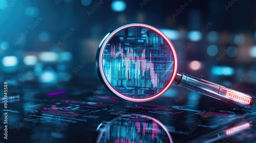 Explore a cyberpunk vision featuring a high-tech magnifying glass with ...