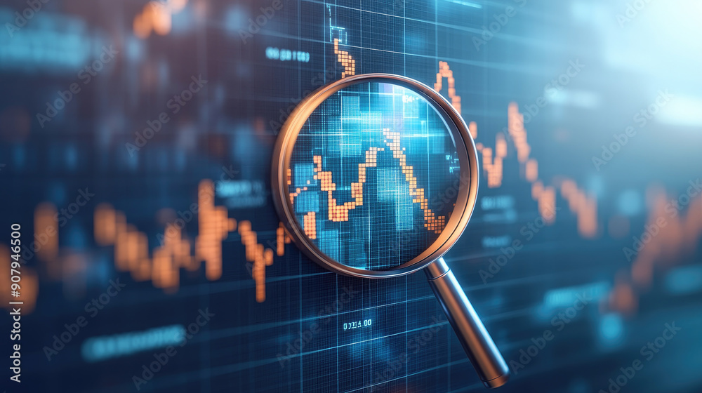 Explore a pixel art depiction featuring a magnifying glass on pixelated ...