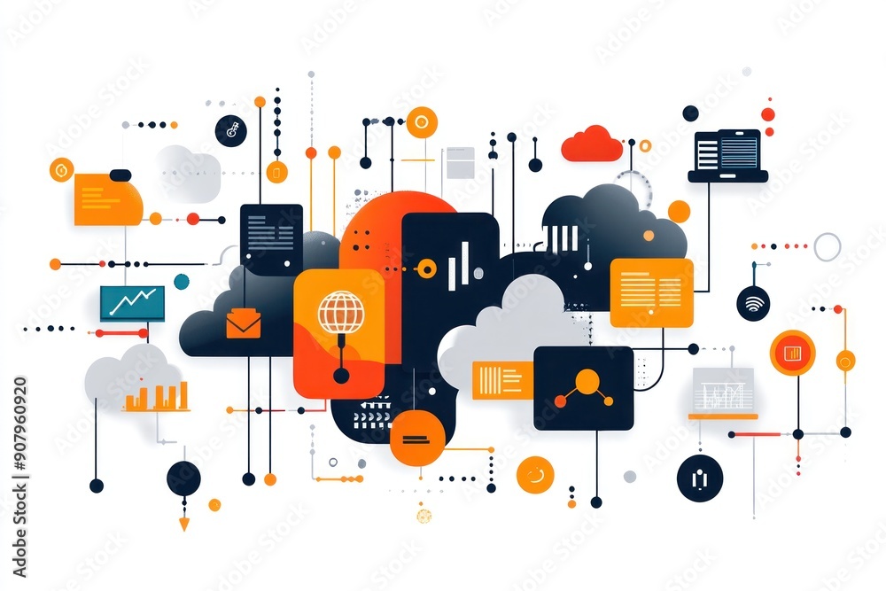 Infographic illustration showcasing the concept of digital ...