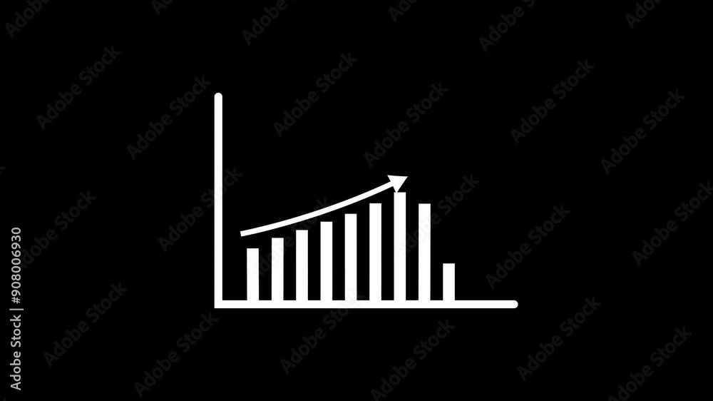 Animated financial growth chart with trend line graph.Rising up arrow ...