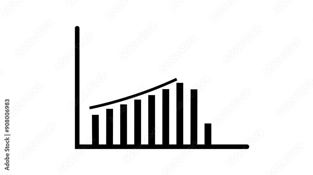 Animated financial growth chart with trend line graph.Rising up arrow ...