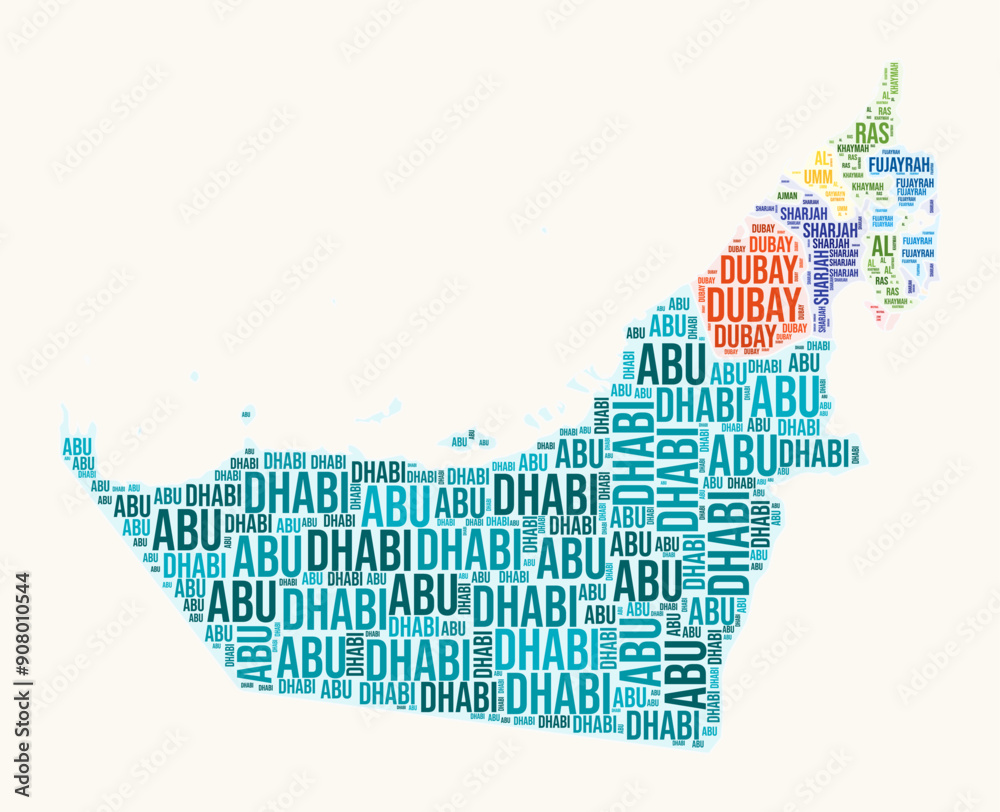 United Arab Emirates regions word cloud. Country logo design. Regions ...