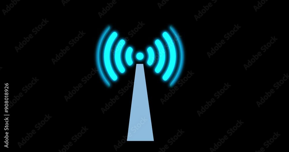 Wi-Fi Tower animation, Wireless Connectivity motion graphics; Radio ...